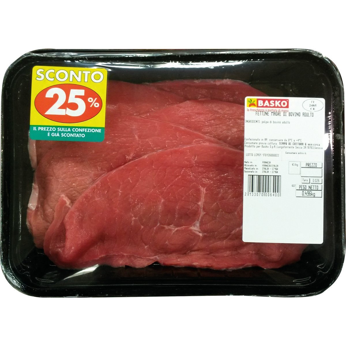 Fettine magre di Bovino Lavorato e confezionato dal laboratorio carni ...