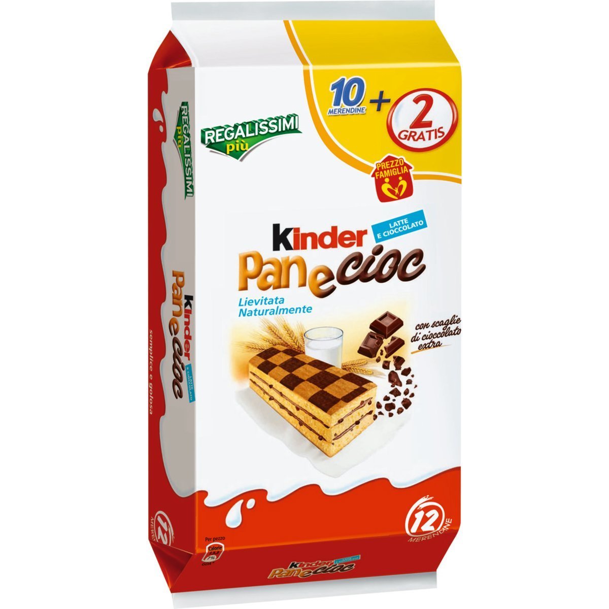 KINDER Pan e Cioc 300 GR Con scaglie di cioccolato.10 merendine + 2 in ...