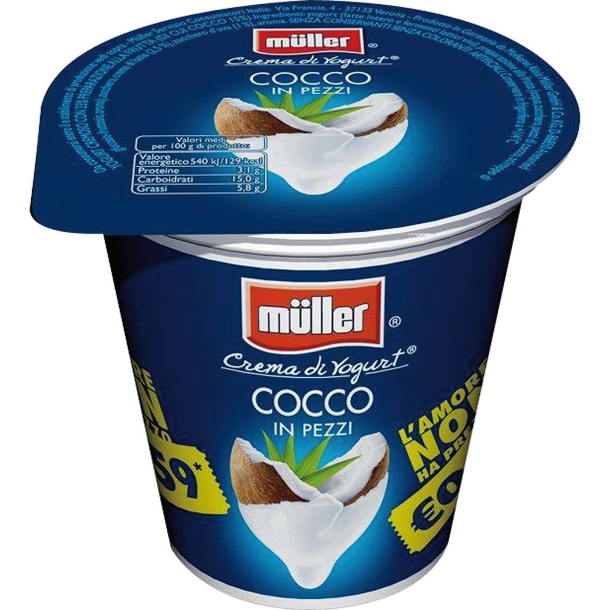 MULLER Crema di yogurt cocco 125 GR - Basko