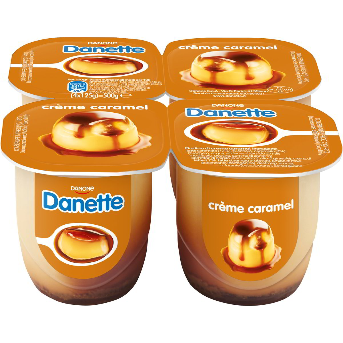 DANETTE DANONE Budino Crem Caramel 500 GR 4 porzioni. - Basko