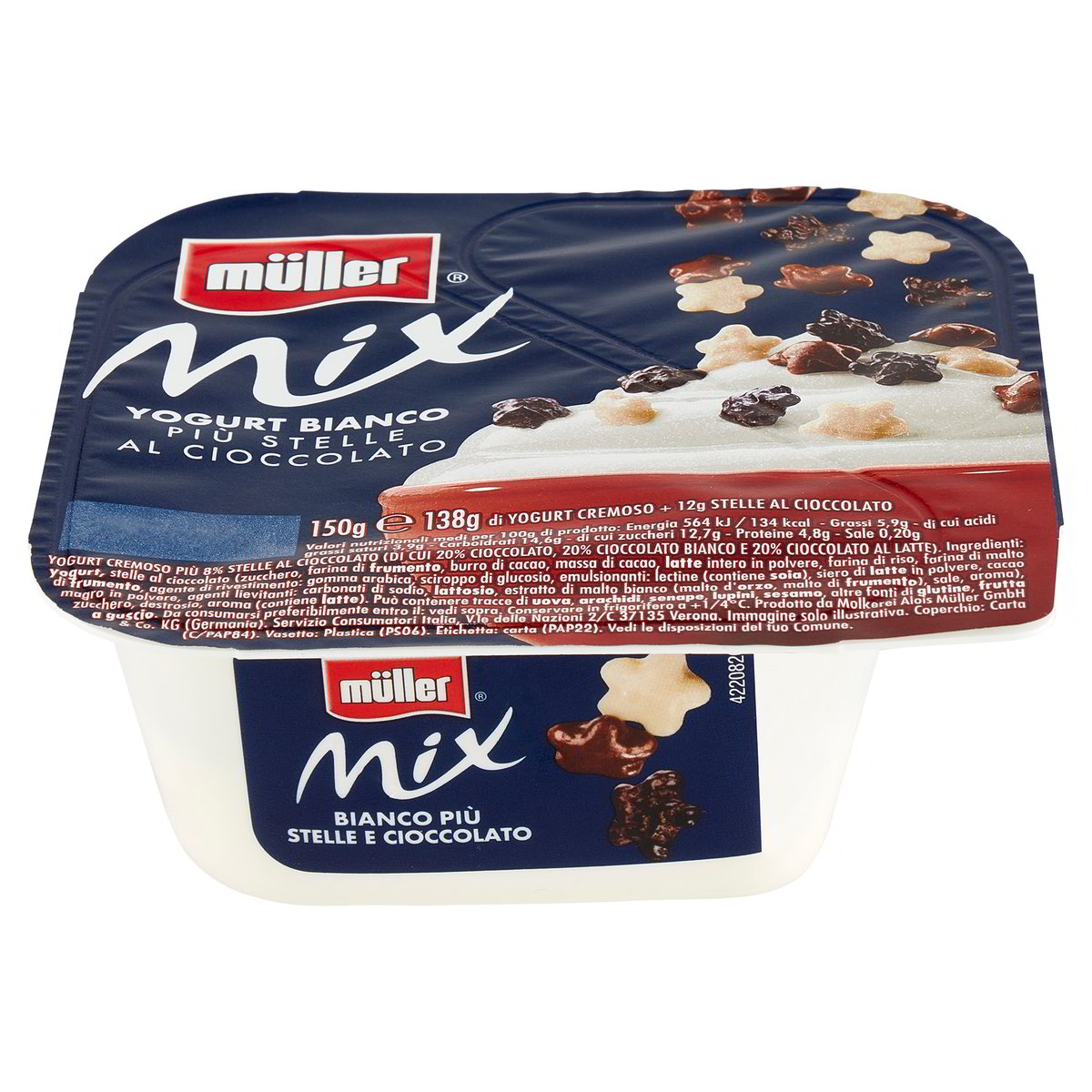 MULLER Mix Crema di Yogurt Bianco 150 GR Con stelle al cioccolato. - Basko