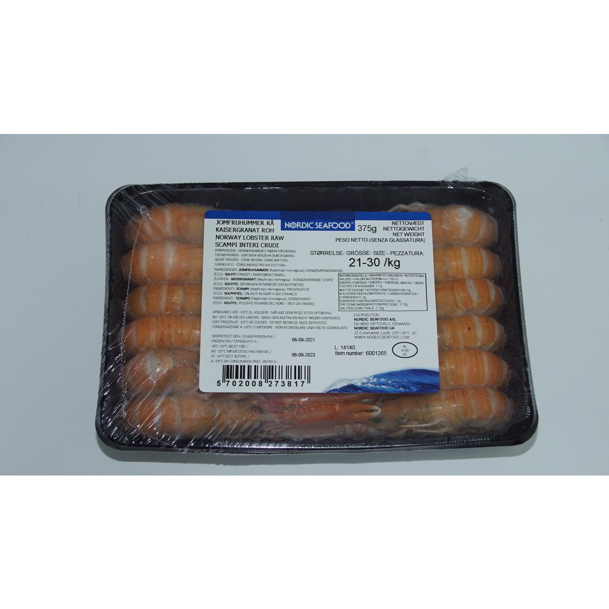 Scampi interi 375 GR Pezzatura 21/30. - Basko