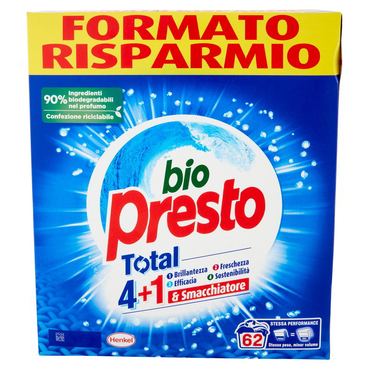 BIO PRESTO Total 4 + 1 Detersivo in polvere classico 3,1 KG 62 misurini ...