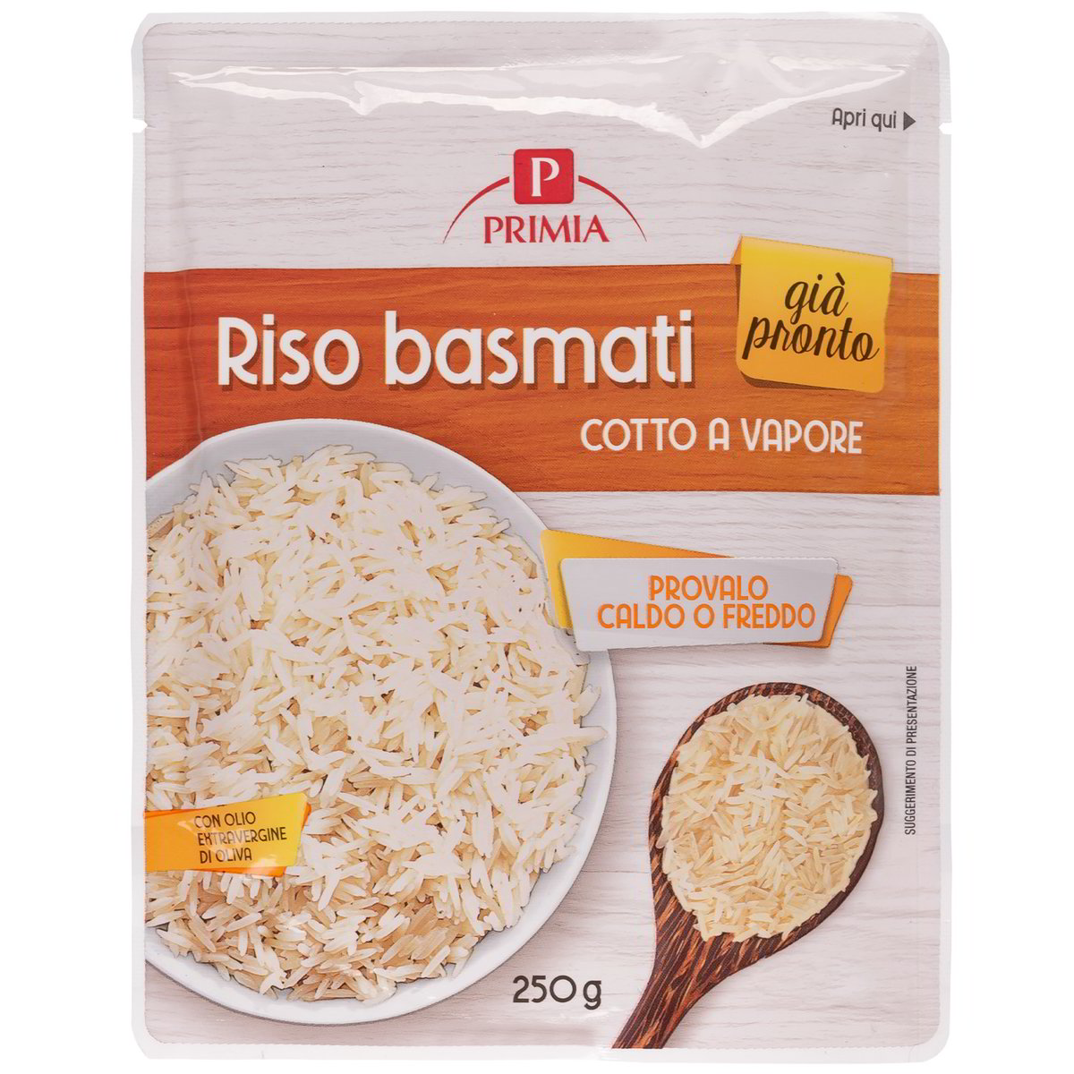 PRIMIA Riso Basmati 250 GR Cotto a vapore. Con olio extra vergine di ...