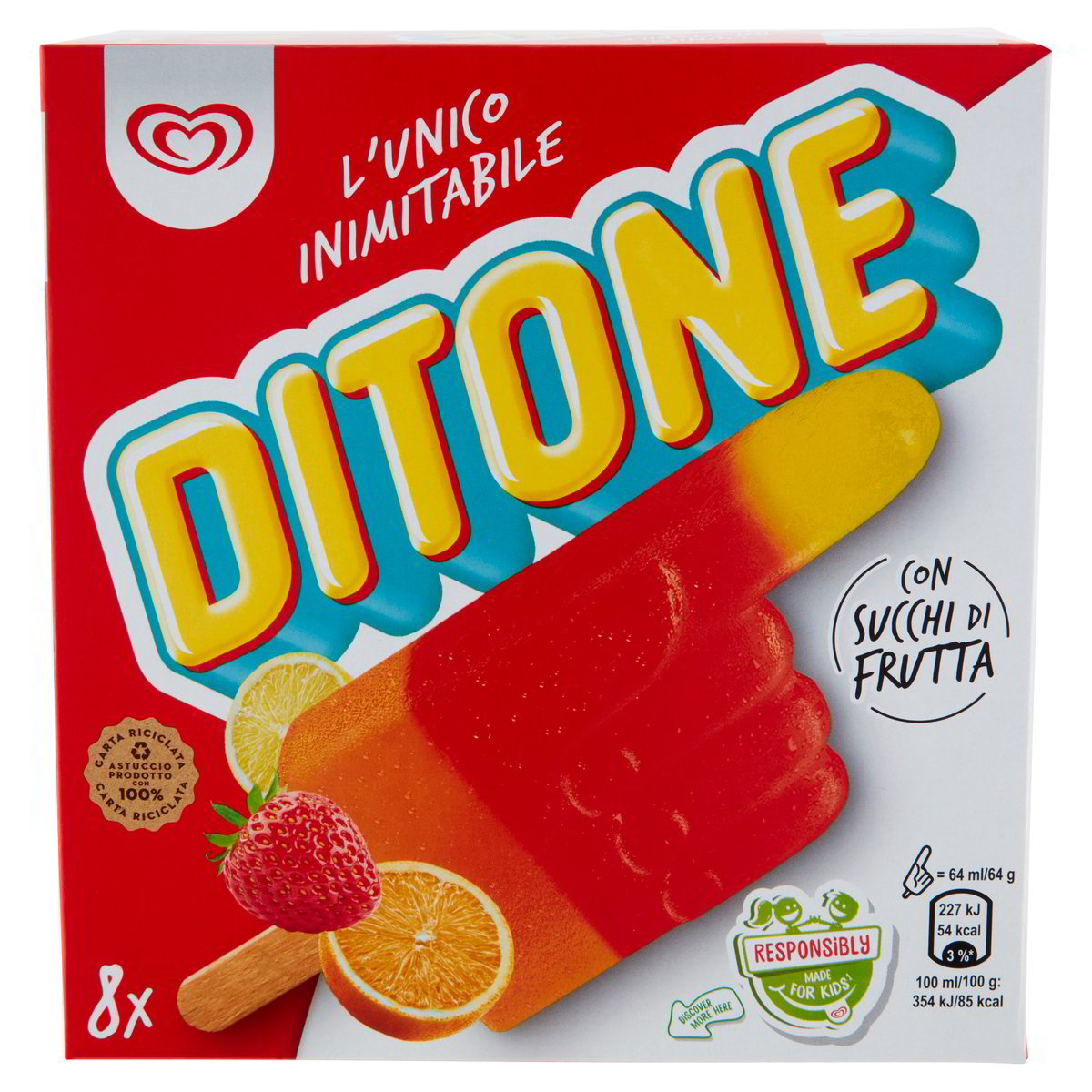 ALGIDA Ditone 512 GR 8 pezzi.Con succhi di frutta. - Basko
