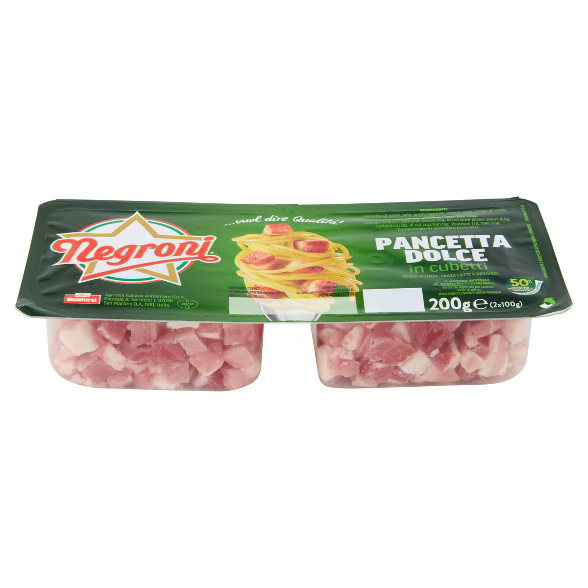 NEGRONI Pancetta dolce in cubetti 200 GR 2 confezioni - Basko