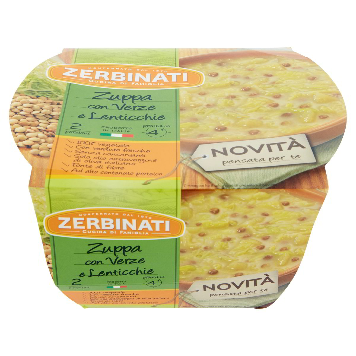 ZERBINATI Zuppa con verza e lenticchie 620 GR 2 porzioni.100% vegetale ...