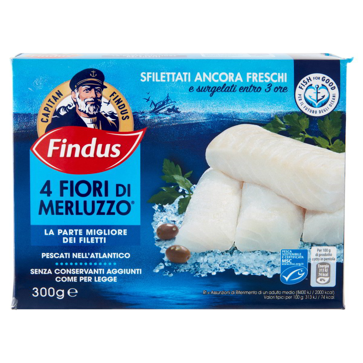 FINDUS Fiori di merluzzo 300 GR Pescati nell'Atlantico. - Basko