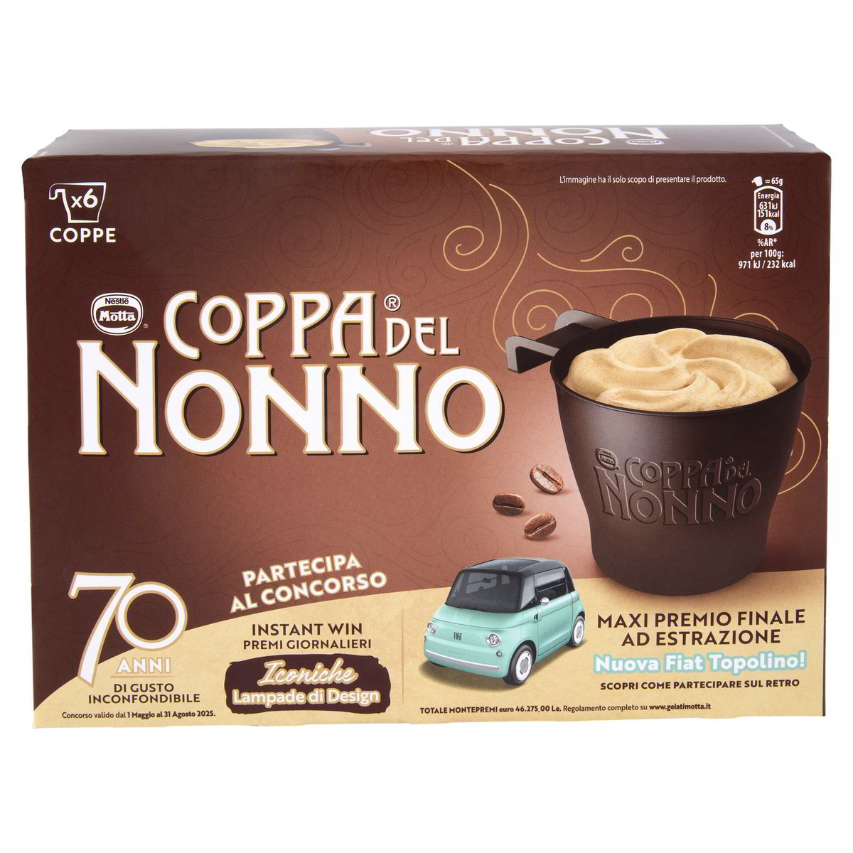 COPPA DEL NONNO gelato al caffè 390 GR 6 coppette.Con infuso di caffè ...