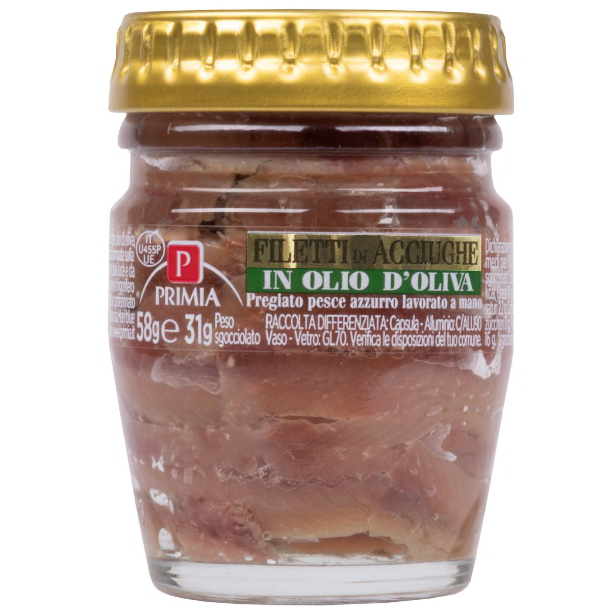 PRIMIA Filetti di Acciughe in olio d'oliva 58 GR - Basko