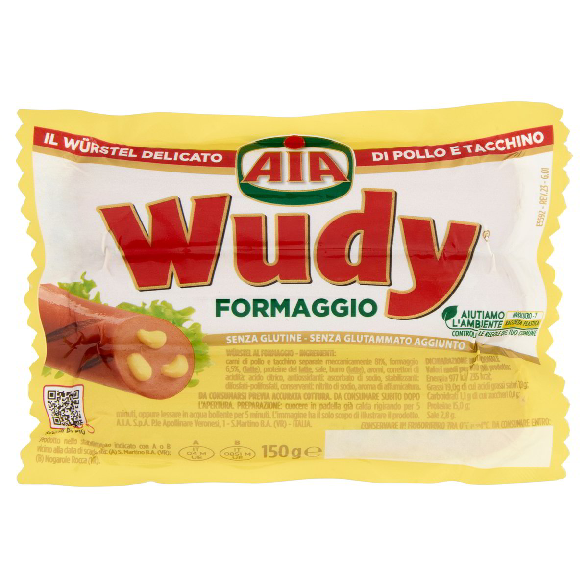 AIA WUDY Wurstel al formaggio fuso 150 GR - Basko