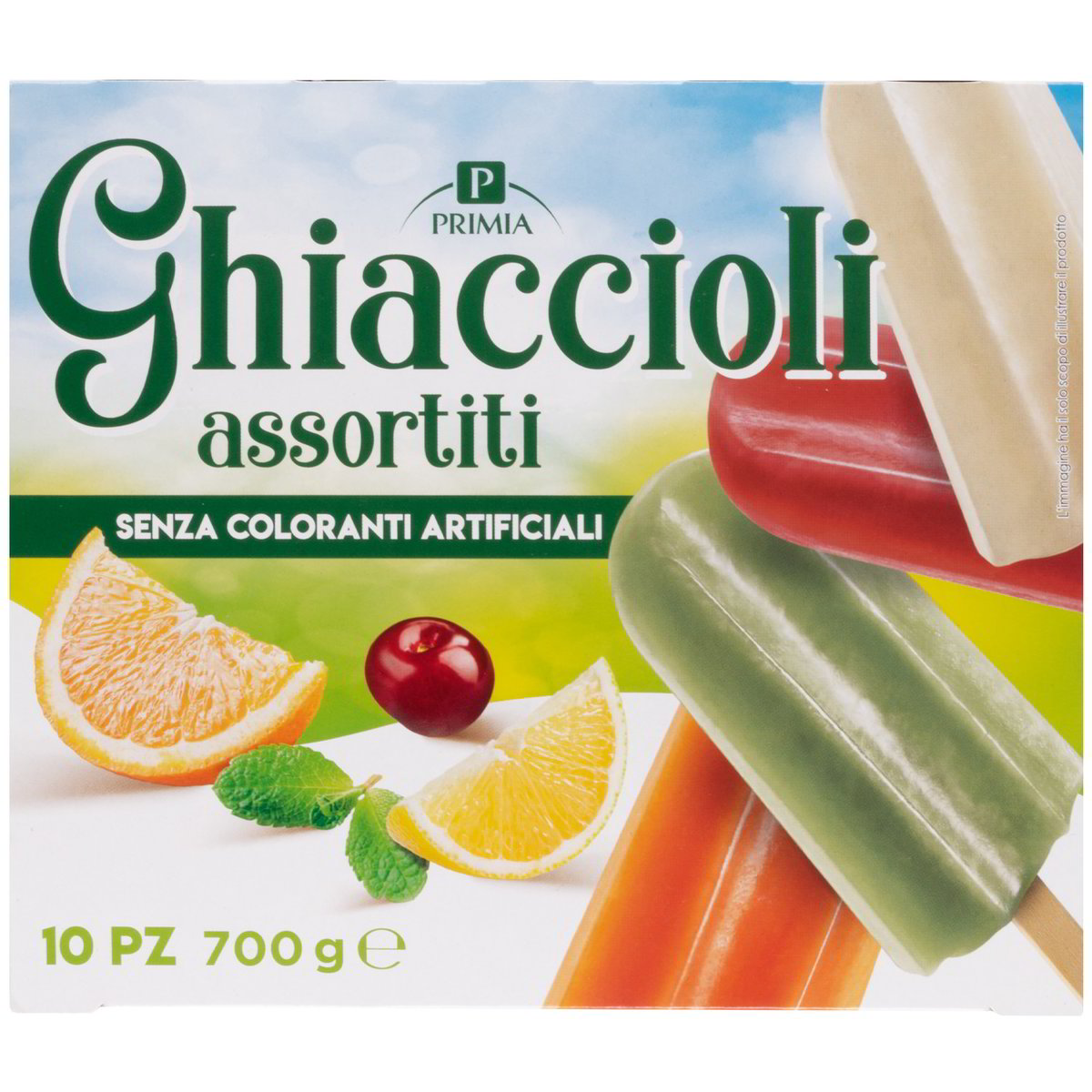 PRIMIA Ghiaccioli Assortiti 700 GR 10 pezzi.Senza coloranti. - Basko
